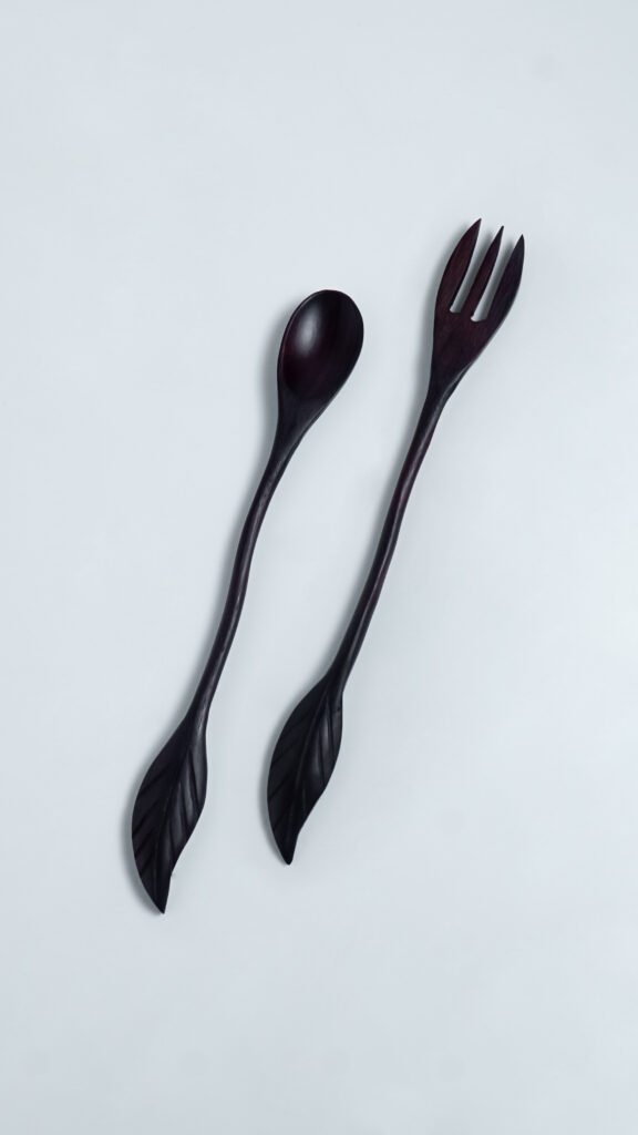 Sendok Garpu Desert Kayu Hitam - GONGYECRAFT